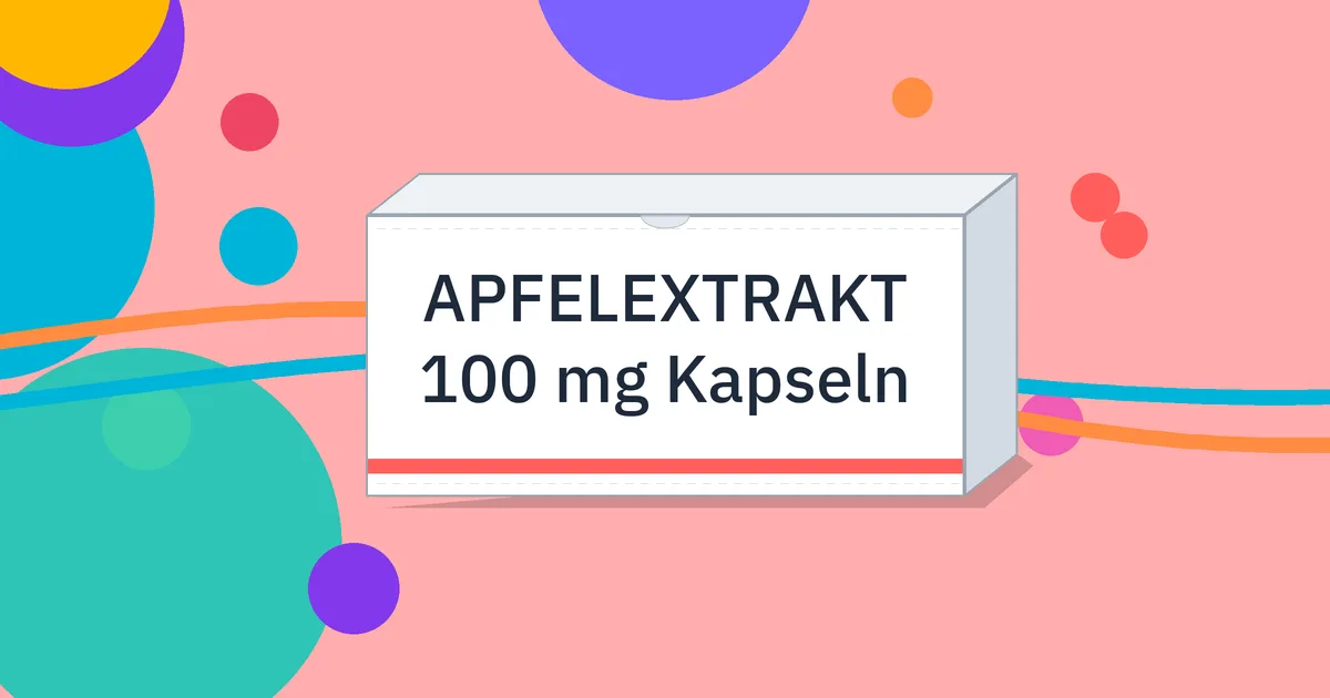 Symbolbild: Packung mit der Aufschrift APFELEXTRAKT 100 mg Kapseln (PZN 03174568) – Verfügbarkeit und Bezug in Apotheken in Frankfurt am Main