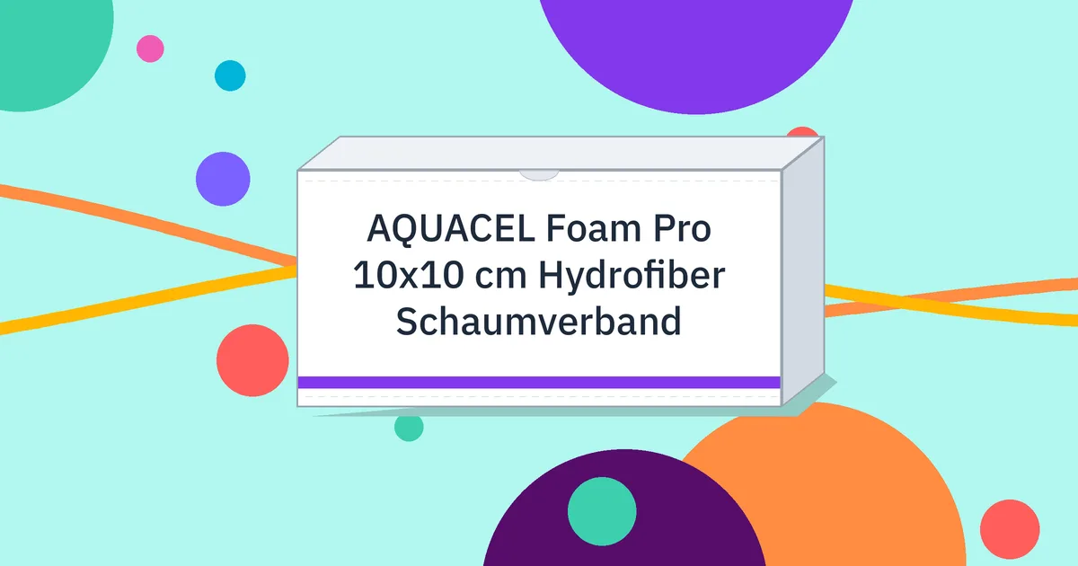 Symbolbild: Packung mit der Aufschrift AQUACEL Foam Pro 10x10 cm Hydrofiber Schaumverband (PZN 18726499) – Verfügbarkeit und Bezug in Apotheken in Frankfurt am Main