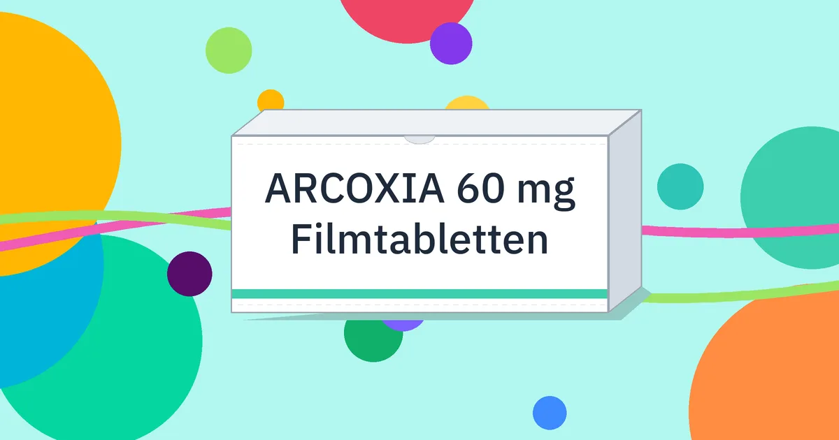 Symbolbild: Packung mit der Aufschrift ARCOXIA 60 mg Filmtabletten (PZN 08400704) – Verfügbarkeit und Bezug in Apotheken in Frankfurt am Main