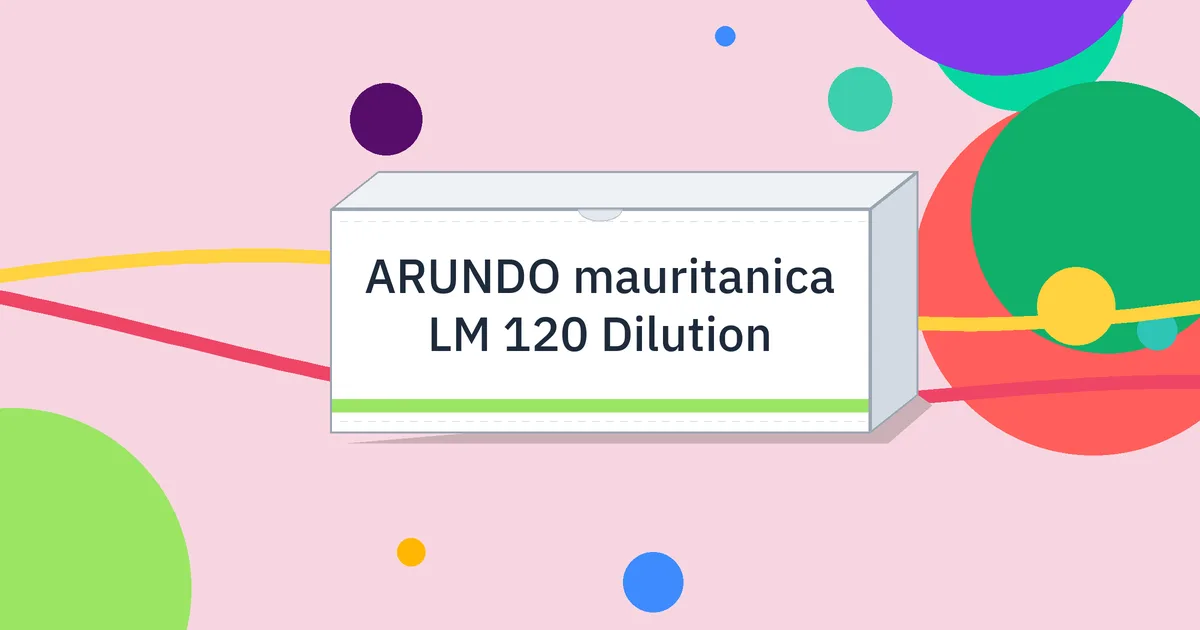 Symbolbild: Packung mit der Aufschrift ARUNDO mauritanica LM 120 Dilution (PZN 12781445) – Verfügbarkeit und Bezug in Apotheken in Frankfurt am Main