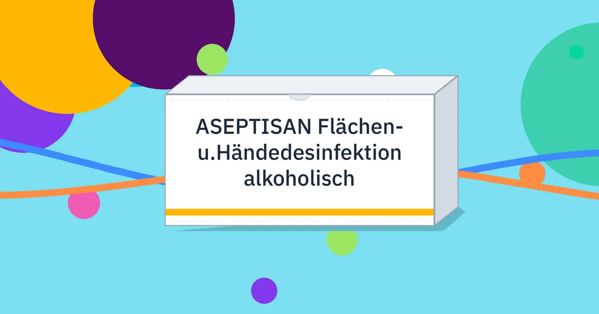 Symbolbild: Packung mit der Aufschrift ASEPTISAN Flächen- u.Händedesinfektion alkoholisch (PZN 16613762) – Verfügbarkeit und Bezug in Apotheken in Frankfurt am Main