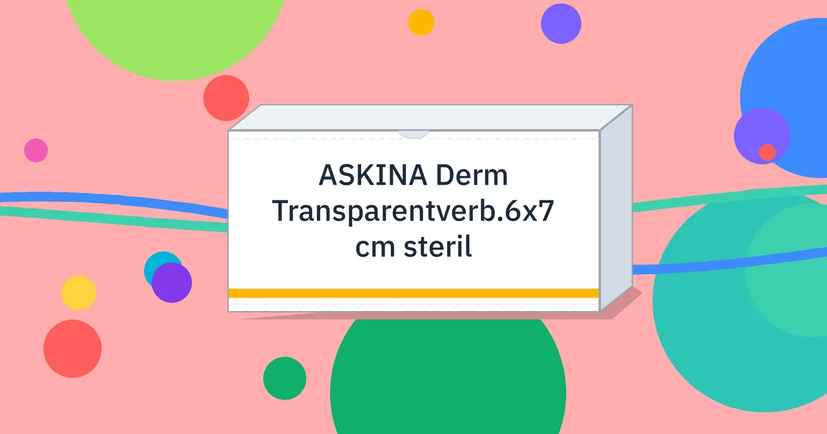 Symbolbild: Packung mit der Aufschrift ASKINA Derm Transparentverb.6x7 cm steril (PZN 12734888) – Verfügbarkeit und Bezug in Apotheken in Frankfurt am Main