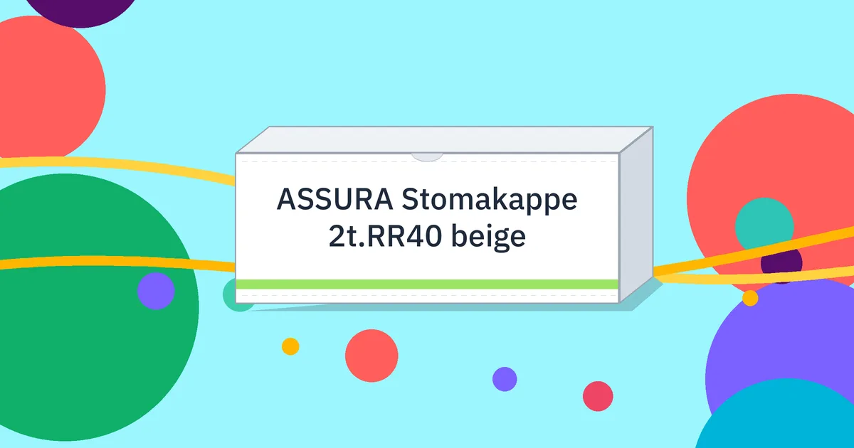 Symbolbild: Packung mit der Aufschrift ASSURA Stomakappe 2t.RR40 beige (PZN 03982759) – Verfügbarkeit und Bezug in Apotheken in Frankfurt am Main