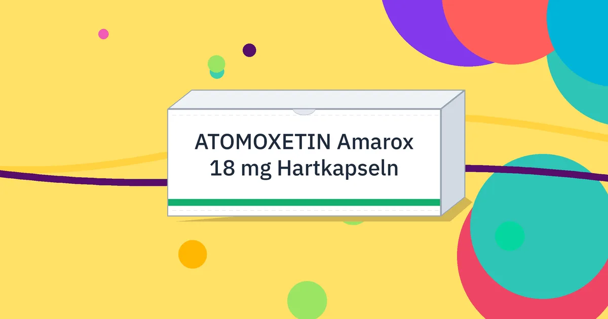 Symbolbild: Packung mit der Aufschrift ATOMOXETIN Amarox 18 mg Hartkapseln (PZN 19178551) – Verfügbarkeit und Bezug in Apotheken in Frankfurt am Main