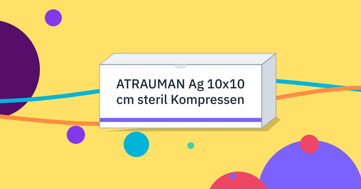 Symbolbild: Packung mit der Aufschrift ATRAUMAN Ag 10x10 cm steril Kompressen (PZN 17917731) – Verfügbarkeit und Bezug in Apotheken in Frankfurt am Main