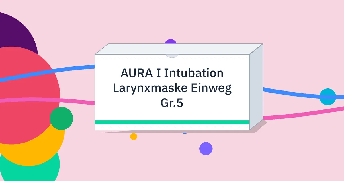 Symbolbild: Packung mit der Aufschrift AURA I Intubation Larynxmaske Einweg Gr.5 (PZN 09393426) – Verfügbarkeit und Bezug in Apotheken in Frankfurt am Main