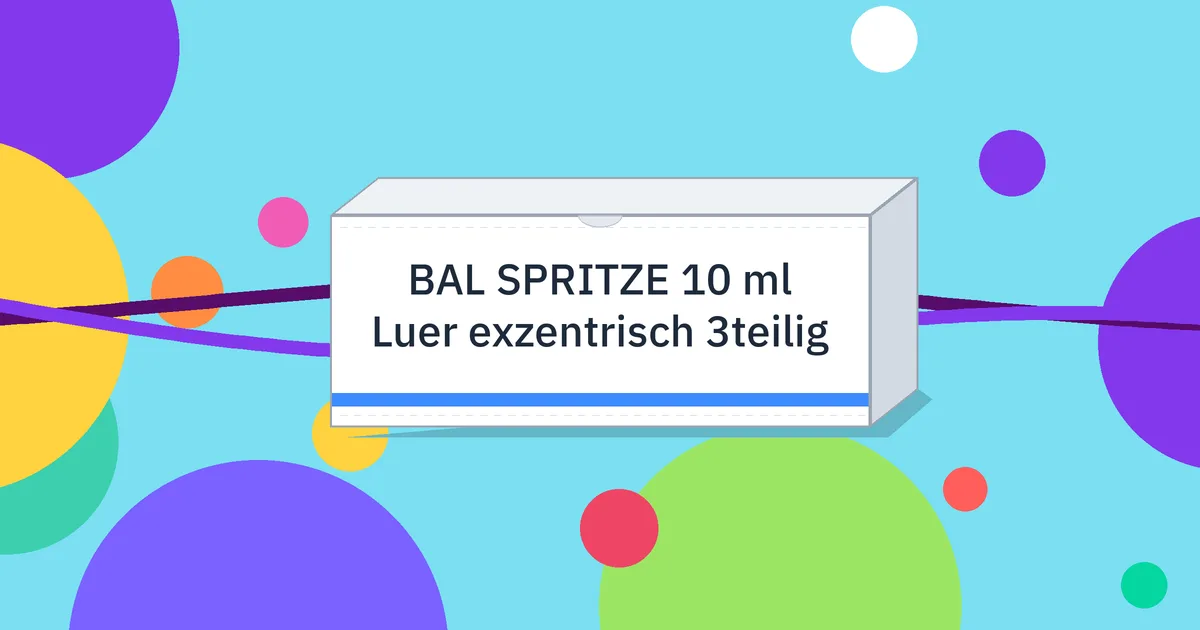 Symbolbild: Packung mit der Aufschrift BAL SPRITZE 10 ml Luer exzentrisch 3teilig (PZN 19124093) – Verfügbarkeit und Bezug in Apotheken in Frankfurt am Main
