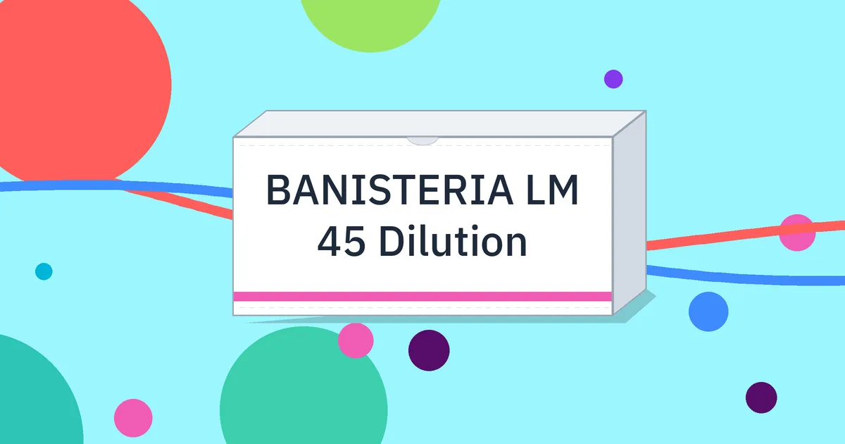 Symbolbild: Packung mit der Aufschrift BANISTERIA LM 45 Dilution (PZN 13376103) – Verfügbarkeit und Bezug in Apotheken in Frankfurt am Main