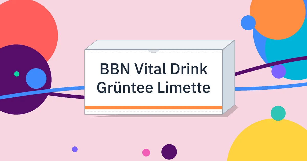 Symbolbild: Packung mit der Aufschrift BBN Vital Drink Grüntee Limette (PZN 16761020) – Verfügbarkeit und Bezug in Apotheken in Frankfurt am Main