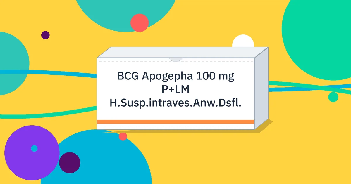 Symbolbild: Packung mit der Aufschrift BCG Apogepha 100 mg P+LM H.Susp.intraves.Anw.Dsfl. (PZN 20023138) – Verfügbarkeit und Bezug in Apotheken in Frankfurt am Main
