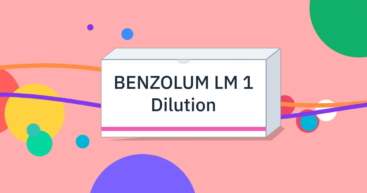 Symbolbild: Packung mit der Aufschrift BENZOLUM LM 1 Dilution (PZN 12792331) – Verfügbarkeit und Bezug in Apotheken in Frankfurt am Main