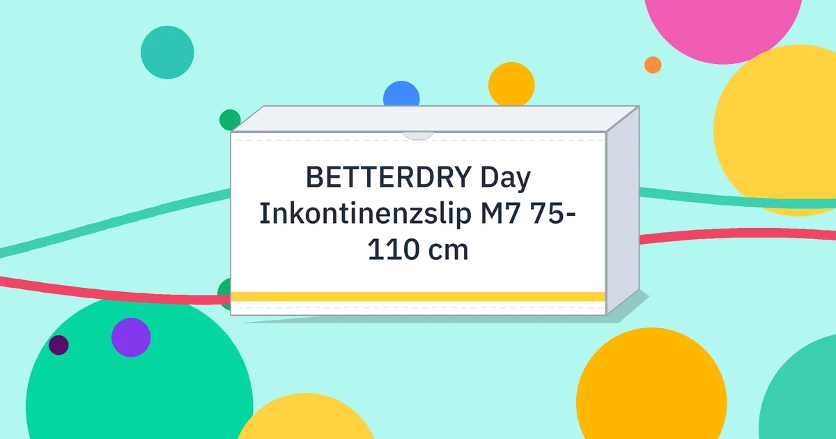 Symbolbild: Packung mit der Aufschrift BETTERDRY Day Inkontinenzslip M7 75-110 cm (PZN 13866072) – Verfügbarkeit und Bezug in Apotheken in Frankfurt am Main