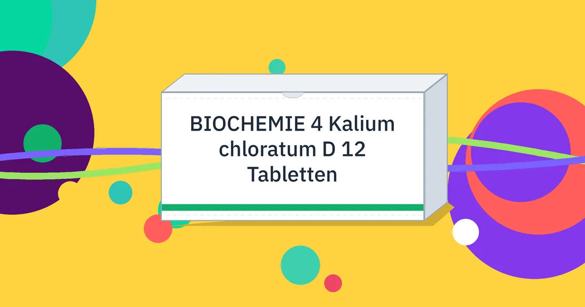 Symbolbild: Packung mit der Aufschrift BIOCHEMIE 4 Kalium chloratum D 12 Tabletten (PZN 04325213) – Verfügbarkeit und Bezug in Apotheken in Frankfurt am Main