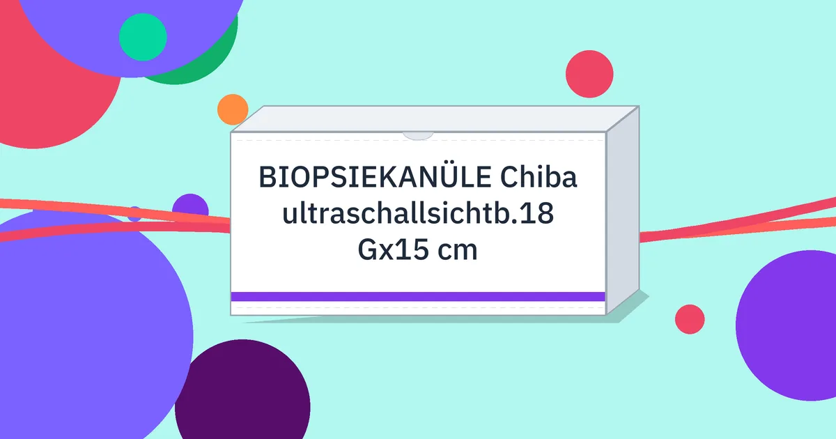 Symbolbild: Packung mit der Aufschrift BIOPSIEKANÜLE Chiba ultraschallsichtb.18 Gx15 cm (PZN 02350046) – Verfügbarkeit und Bezug in Apotheken in Frankfurt am Main