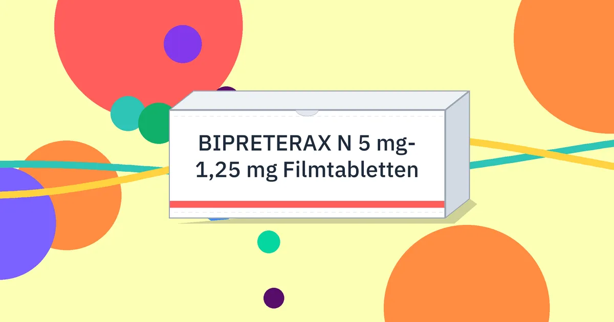 Symbolbild: Packung mit der Aufschrift BIPRETERAX N 5 mg-1,25 mg Filmtabletten (PZN 08833952) – Verfügbarkeit und Bezug in Apotheken in Frankfurt am Main