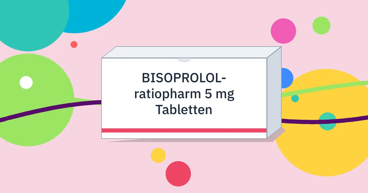 Symbolbild: Packung mit der Aufschrift BISOPROLOL-ratiopharm 5 mg Tabletten (PZN 06865965) – Verfügbarkeit und Bezug in Apotheken in Frankfurt am Main