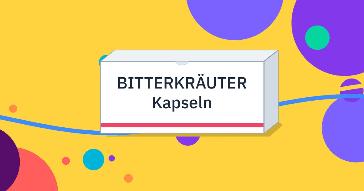 Symbolbild: Packung mit der Aufschrift BITTERKRÄUTER Kapseln (PZN 19959395) – Verfügbarkeit und Bezug in Apotheken in Frankfurt am Main