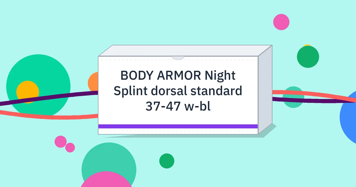 Symbolbild: Packung mit der Aufschrift BODY ARMOR Night Splint dorsal standard 37-47 w-bl (PZN 16630387) – Verfügbarkeit und Bezug in Apotheken in Frankfurt am Main
