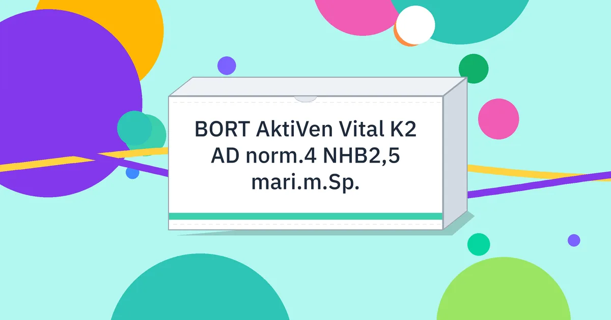 Symbolbild: Packung mit der Aufschrift BORT AktiVen Vital K2 AD norm.4 NHB2,5 mari.m.Sp. (PZN 17499423) – Verfügbarkeit und Bezug in Apotheken in Frankfurt am Main