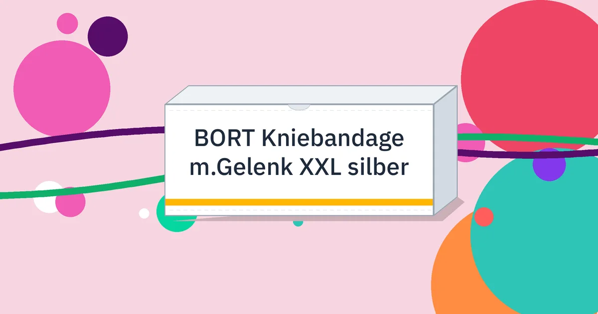 Symbolbild: Packung mit der Aufschrift BORT Kniebandage m.Gelenk XXL silber (PZN 04384227) – Verfügbarkeit und Bezug in Apotheken in Frankfurt am Main