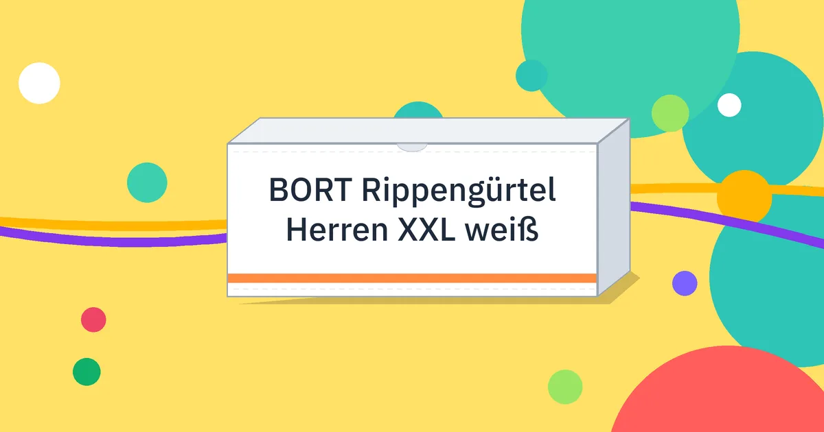 Symbolbild: Packung mit der Aufschrift BORT Rippengürtel Herren XXL weiß (PZN 11055412) – Verfügbarkeit und Bezug in Apotheken in Frankfurt am Main