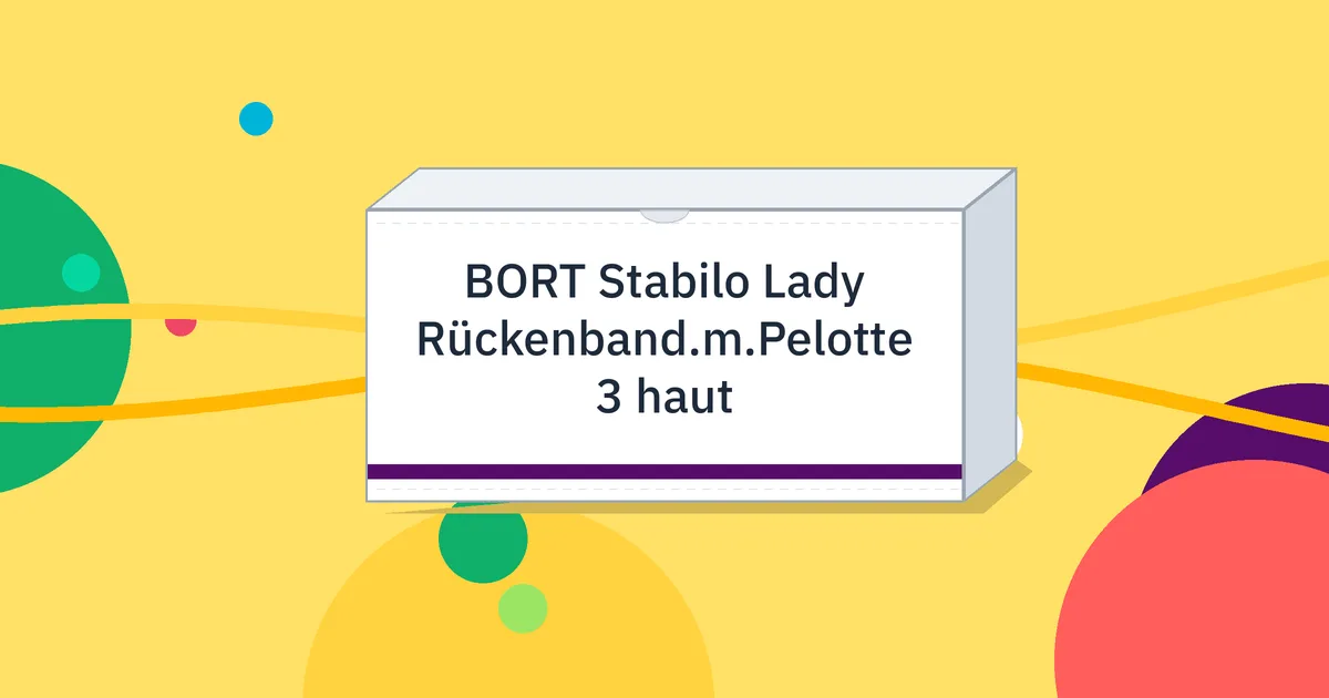 Symbolbild: Packung mit der Aufschrift BORT Stabilo Lady Rückenband.m.Pelotte 3 haut (PZN 07672754) – Verfügbarkeit und Bezug in Apotheken in Frankfurt am Main
