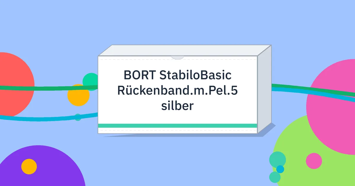 Symbolbild: Packung mit der Aufschrift BORT StabiloBasic Rückenband.m.Pel.5 silber (PZN 05872420) – Verfügbarkeit und Bezug in Apotheken in Frankfurt am Main