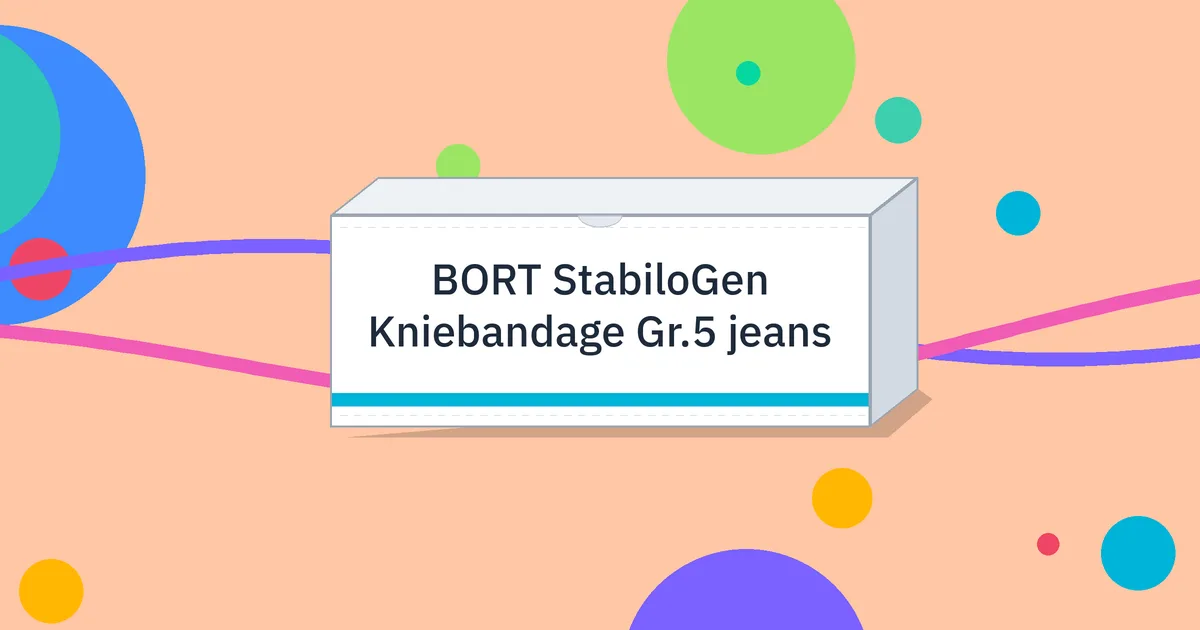 Symbolbild: Packung mit der Aufschrift BORT StabiloGen Kniebandage Gr.5 jeans (PZN 16846822) – Verfügbarkeit und Bezug in Apotheken in Frankfurt am Main