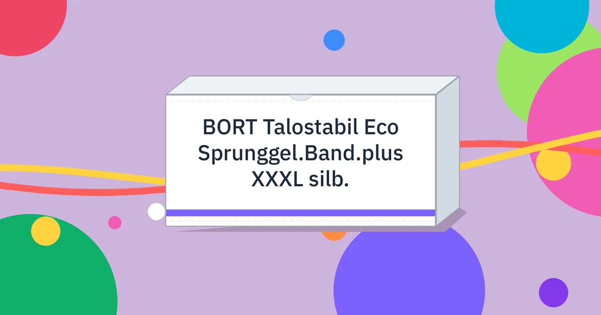 Symbolbild: Packung mit der Aufschrift BORT Talostabil Eco Sprunggel.Band.plus XXXL silb. (PZN 19110978) – Verfügbarkeit und Bezug in Apotheken in Frankfurt am Main