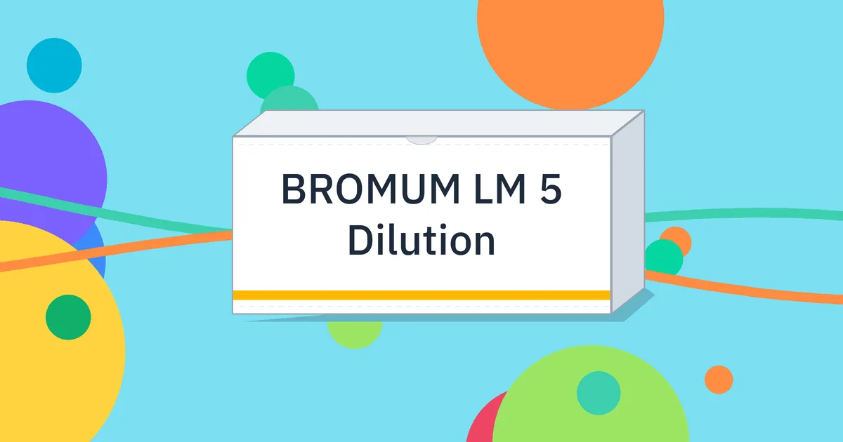 Symbolbild: Packung mit der Aufschrift BROMUM LM 5 Dilution (PZN 12796493) – Verfügbarkeit und Bezug in Apotheken in Frankfurt am Main