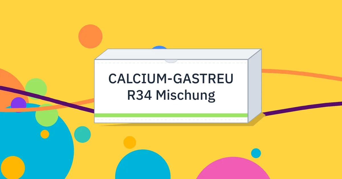 Symbolbild: Packung mit der Aufschrift CALCIUM-GASTREU R34 Mischung (PZN 04163153) – Verfügbarkeit und Bezug in Apotheken in Frankfurt am Main