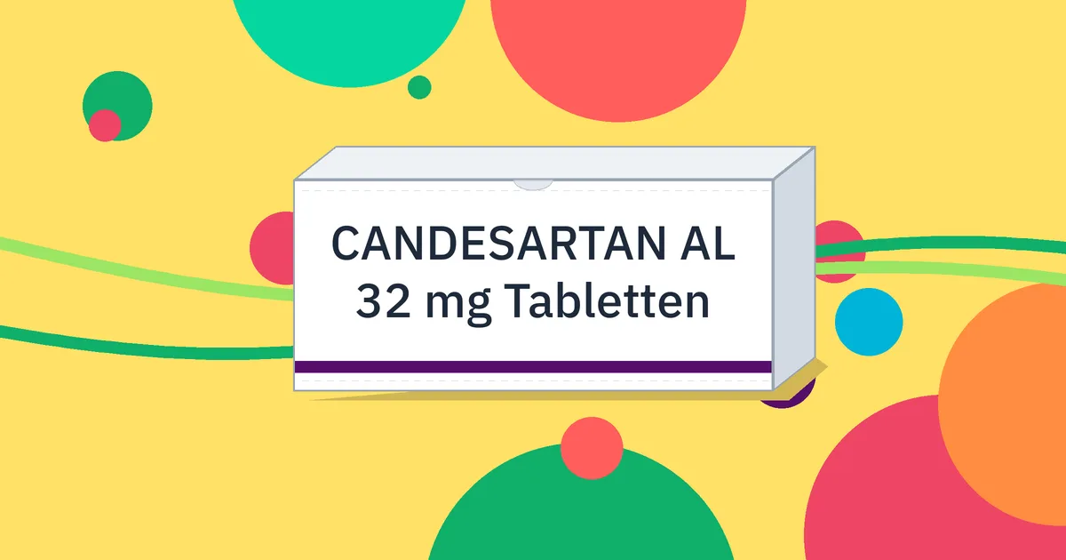 Symbolbild: Packung mit der Aufschrift CANDESARTAN AL 32 mg Tabletten (PZN 18239842) – Verfügbarkeit und Bezug in Apotheken in Frankfurt am Main