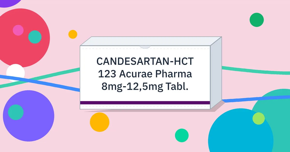 Symbolbild: Packung mit der Aufschrift CANDESARTAN-HCT 123 Acurae Pharma 8mg-12,5mg Tabl. (PZN 19266568) – Verfügbarkeit und Bezug in Apotheken in Frankfurt am Main