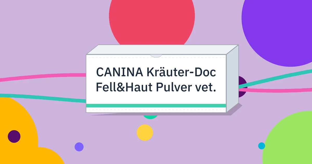 Symbolbild: Packung mit der Aufschrift CANINA Kräuter-Doc Fell&Haut Pulver vet. (PZN 06902577) – Verfügbarkeit und Bezug in Apotheken in Frankfurt am Main