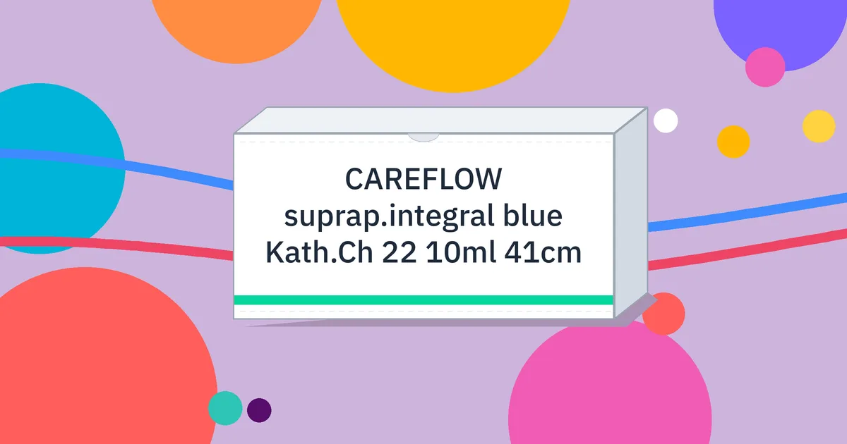 Symbolbild: Packung mit der Aufschrift CAREFLOW suprap.integral blue Kath.Ch 22 10ml 41cm (PZN 16841084) – Verfügbarkeit und Bezug in Apotheken in Frankfurt am Main