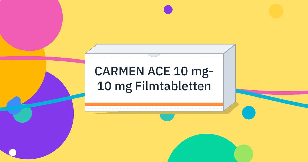 Symbolbild: Packung mit der Aufschrift CARMEN ACE 10 mg-10 mg Filmtabletten (PZN 02297671) – Verfügbarkeit und Bezug in Apotheken in Frankfurt am Main