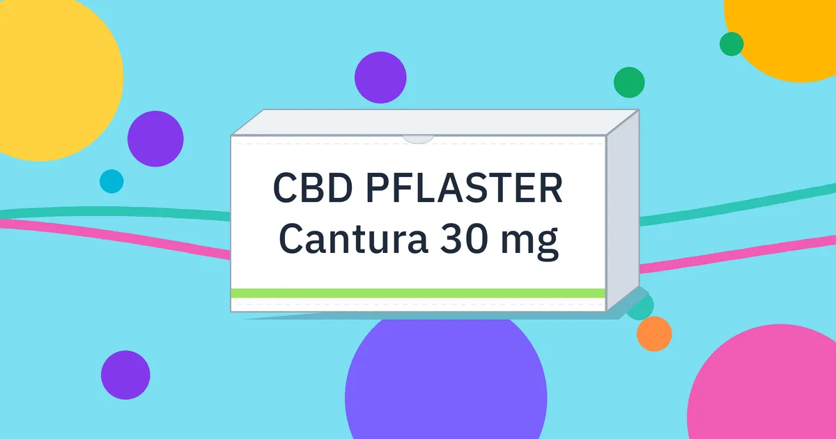 Symbolbild: Packung mit der Aufschrift CBD PFLASTER Cantura 30 mg (PZN 19980596) – Verfügbarkeit und Bezug in Apotheken in Frankfurt am Main