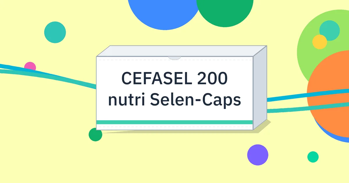 Symbolbild: Packung mit der Aufschrift CEFASEL 200 nutri Selen-Caps (PZN 14039448) – Verfügbarkeit und Bezug in Apotheken in Frankfurt am Main