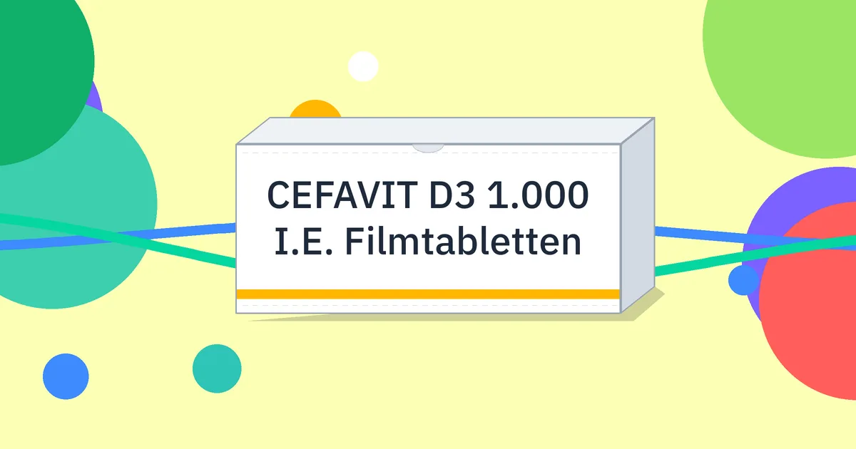 Symbolbild: Packung mit der Aufschrift CEFAVIT D3 1.000 I.E. Filmtabletten (PZN 12490009) – Verfügbarkeit und Bezug in Apotheken in Frankfurt am Main