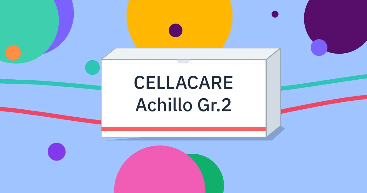 Symbolbild: Packung mit der Aufschrift CELLACARE Achillo Gr.2 (PZN 20549171) – Verfügbarkeit und Bezug in Apotheken in Frankfurt am Main