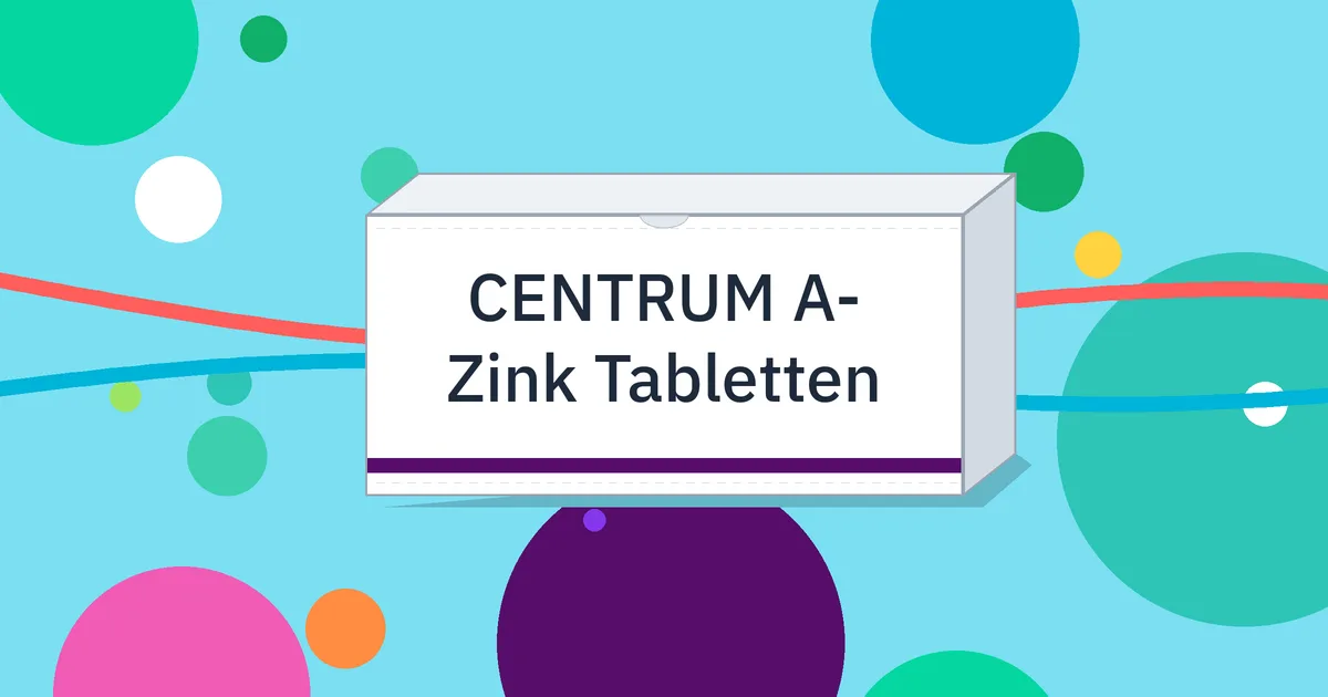 Symbolbild: Packung mit der Aufschrift CENTRUM A-Zink Tabletten (PZN 14170450) – Verfügbarkeit und Bezug in Apotheken in Frankfurt am Main