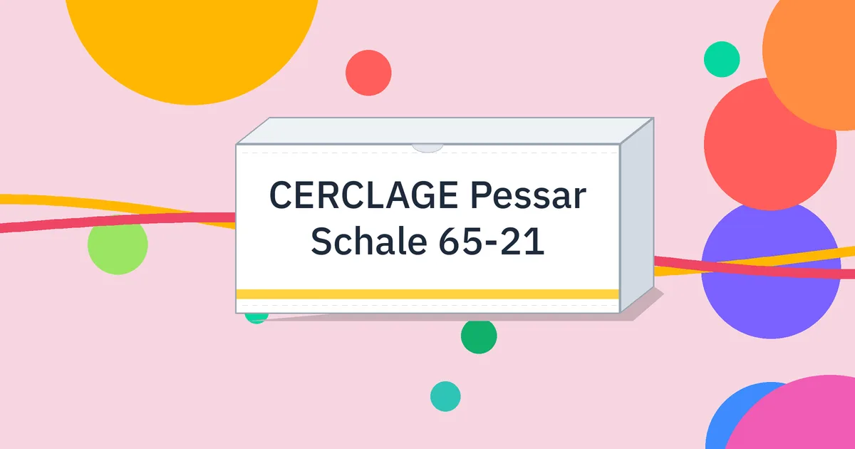 Symbolbild: Packung mit der Aufschrift CERCLAGE Pessar Schale 65-21 (PZN 04570349) – Verfügbarkeit und Bezug in Apotheken in Frankfurt am Main