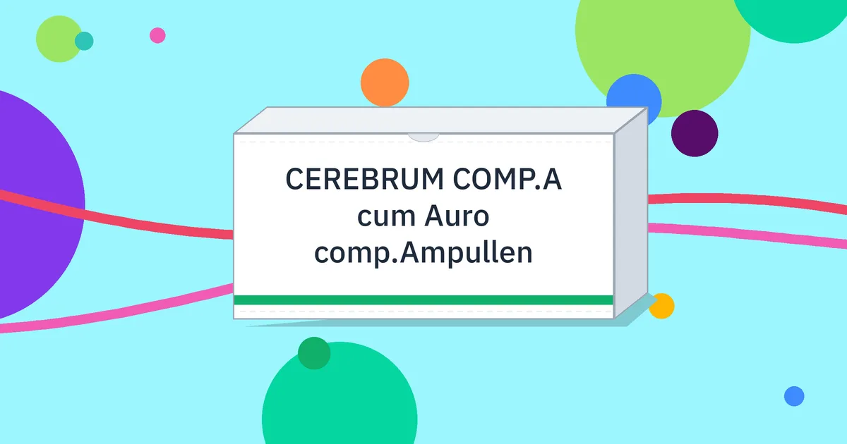 Symbolbild: Packung mit der Aufschrift CEREBRUM COMP.A cum Auro comp.Ampullen (PZN 01751174) – Verfügbarkeit und Bezug in Apotheken in Frankfurt am Main