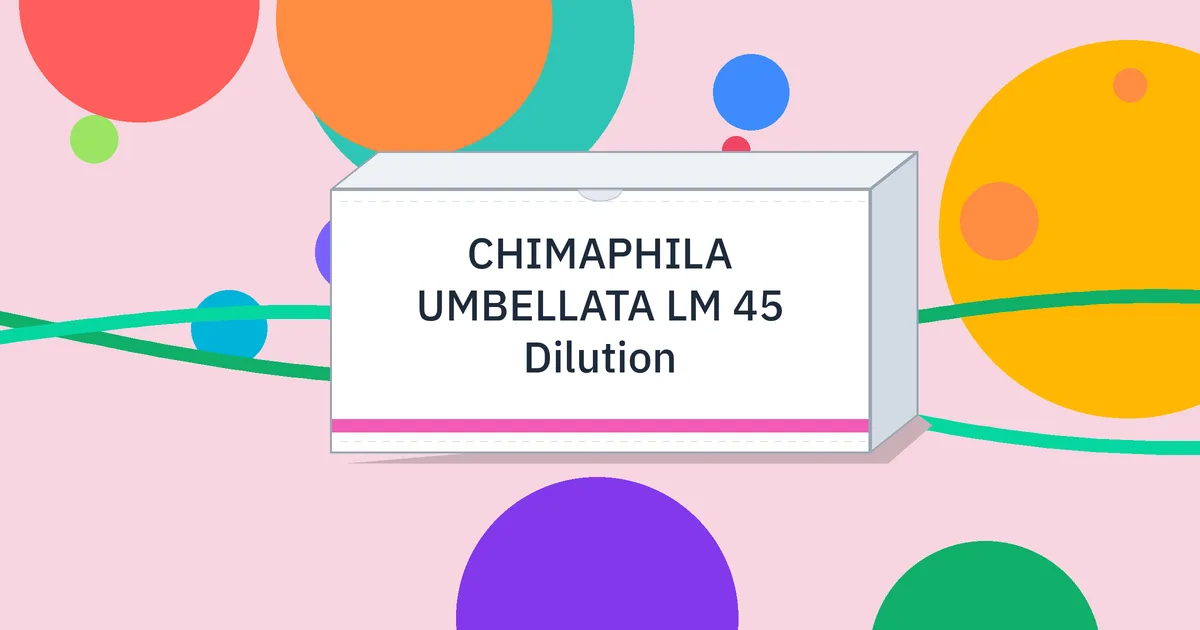 Symbolbild: Packung mit der Aufschrift CHIMAPHILA UMBELLATA LM 45 Dilution (PZN 12813613) – Verfügbarkeit und Bezug in Apotheken in Frankfurt am Main