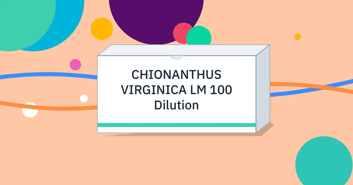 Symbolbild: Packung mit der Aufschrift CHIONANTHUS VIRGINICA LM 100 Dilution (PZN 13443437) – Verfügbarkeit und Bezug in Apotheken in Frankfurt am Main