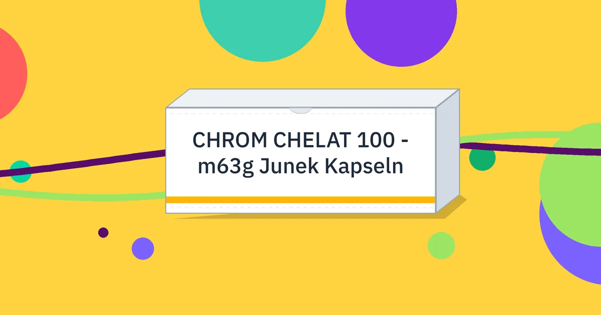 Symbolbild: Packung mit der Aufschrift CHROM CHELAT 100 -m63g Junek Kapseln (PZN 10304913) – Verfügbarkeit und Bezug in Apotheken in Frankfurt am Main