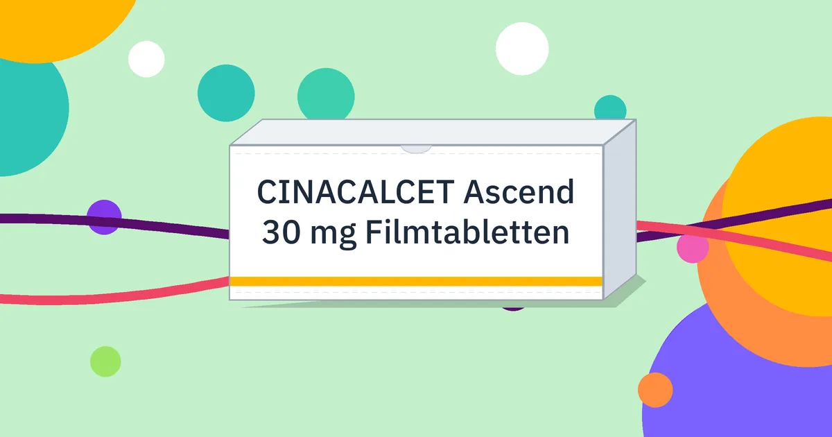 Symbolbild: Packung mit der Aufschrift CINACALCET Ascend 30 mg Filmtabletten (PZN 16127292) – Verfügbarkeit und Bezug in Apotheken in Frankfurt am Main