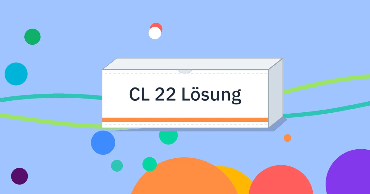 Symbolbild: Packung mit der Aufschrift CL 22 Lösung (PZN 02334455) – Verfügbarkeit und Bezug in Apotheken in Frankfurt am Main