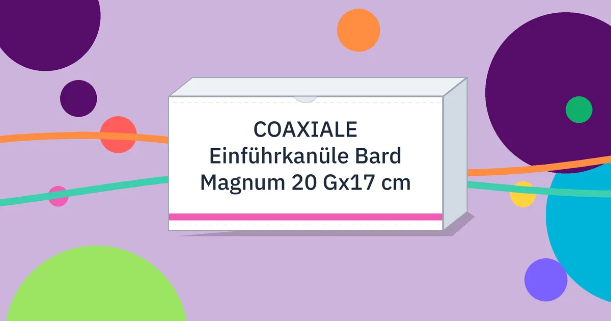 Symbolbild: Packung mit der Aufschrift COAXIALE Einführkanüle Bard Magnum 20 Gx17 cm (PZN 04673351) – Verfügbarkeit und Bezug in Apotheken in Frankfurt am Main