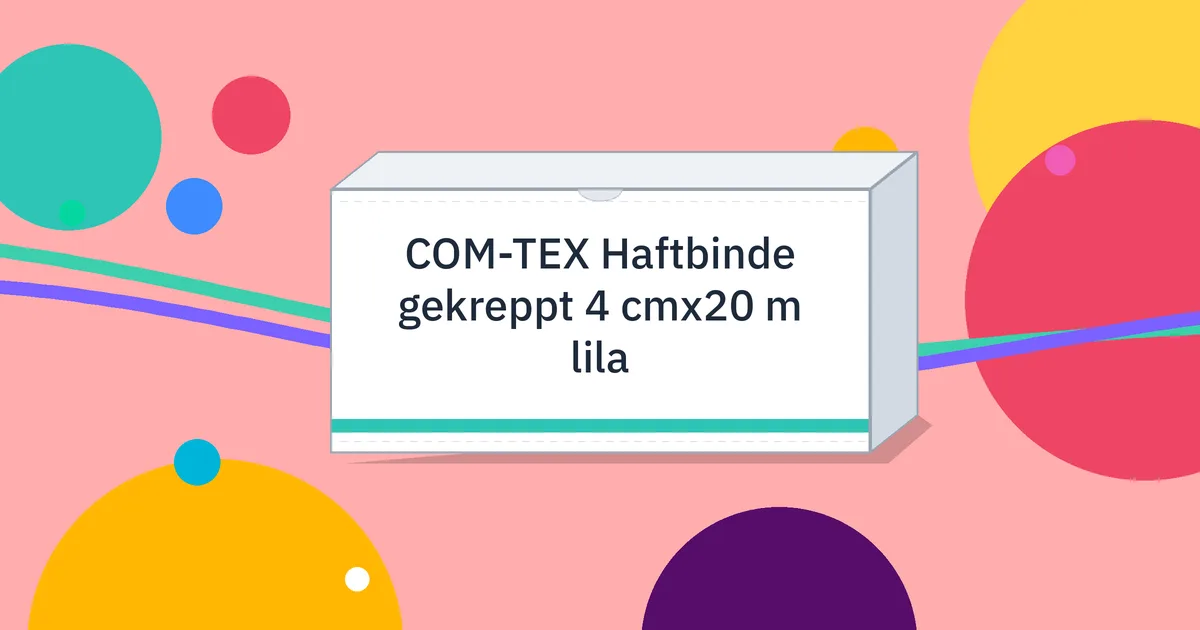 Symbolbild: Packung mit der Aufschrift COM-TEX Haftbinde gekreppt 4 cmx20 m lila (PZN 18469648) – Verfügbarkeit und Bezug in Apotheken in Frankfurt am Main